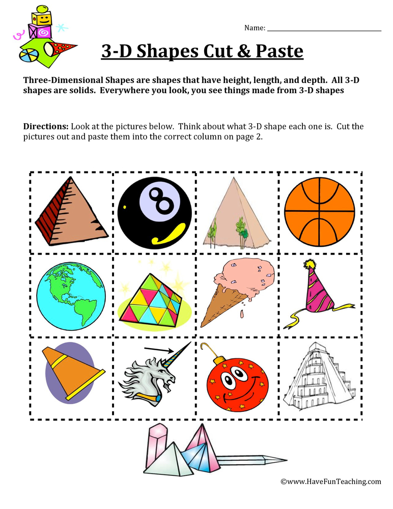 3 D Shape Sorting Worksheet By Teach Simple