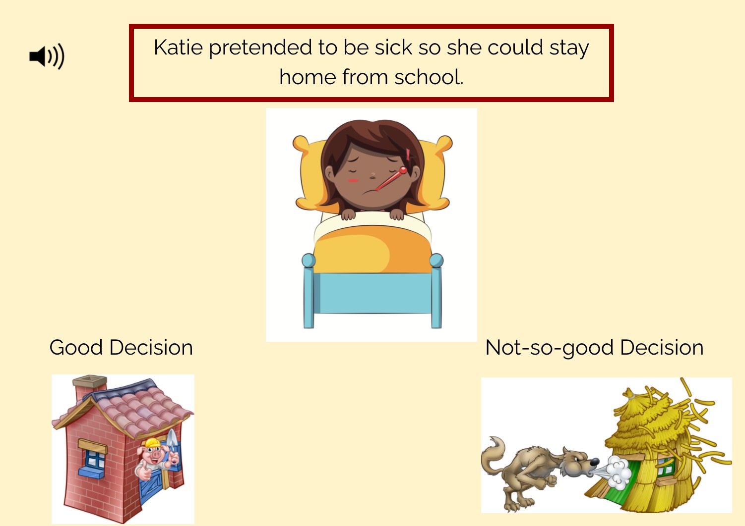 3 Little Pigs Decision-Making Boom Cards With Audio by Teach Simple