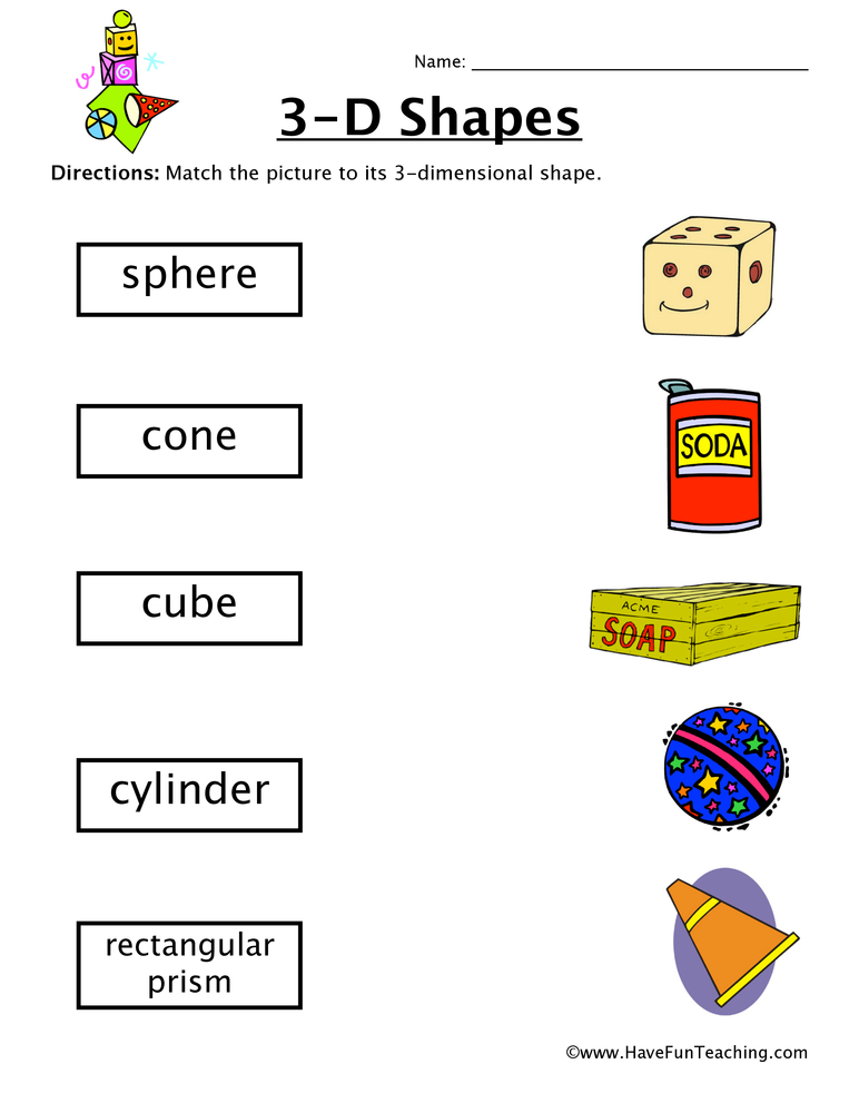 3D Shapes Worksheet By Teach Simple