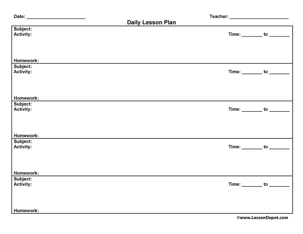 5 Subject Lesson Plan Template by Teach Simple