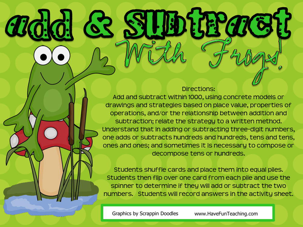 Add and Subtract with Frogs Activity by Teach Simple