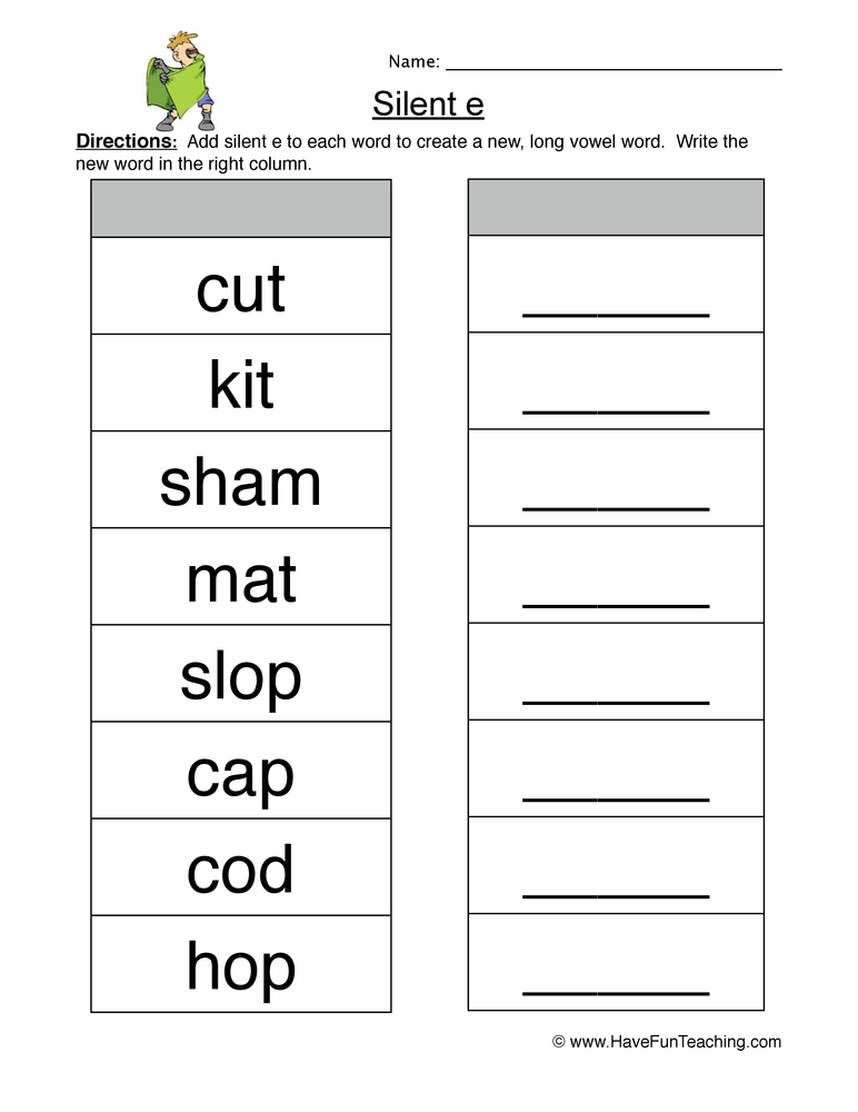 Add Silent E Worksheet By Teach Simple Add Silent E Worksheet By Teach Simple