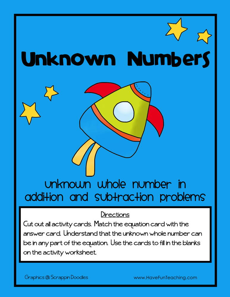Adding and Subtracting Unknown Numbers Activity by Teach Simple