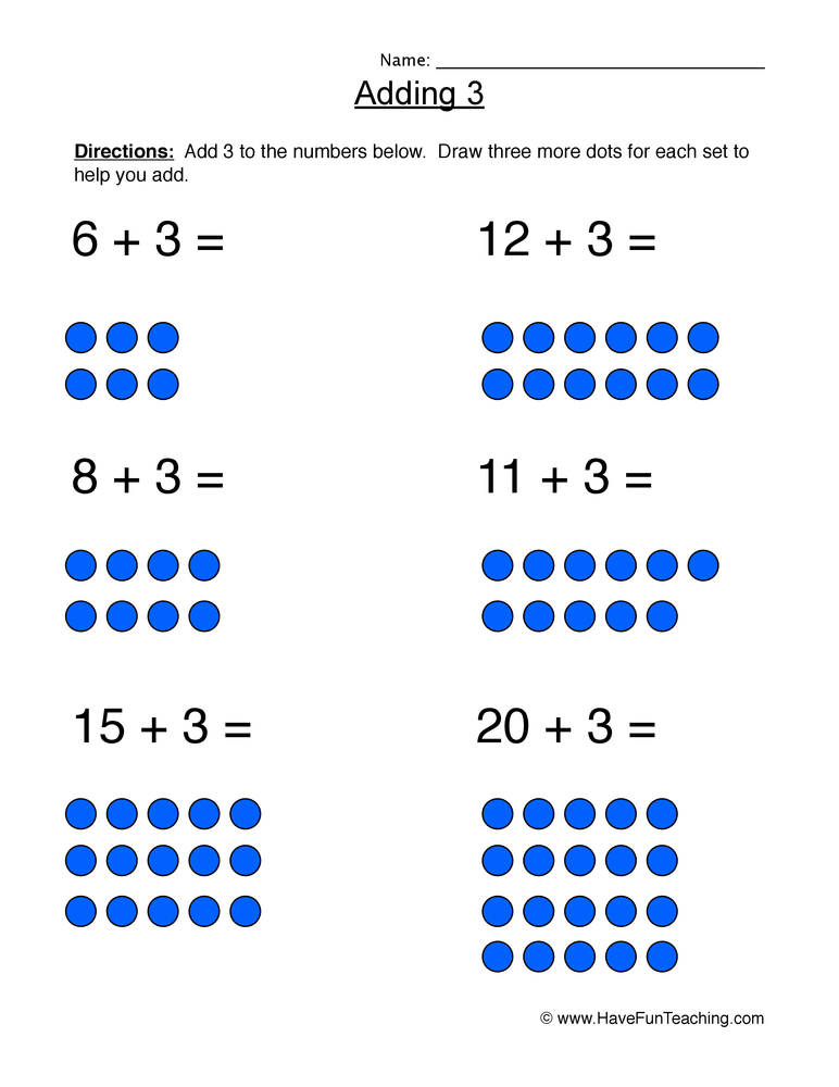Adding Three Using Pictures Worksheet by Teach Simple