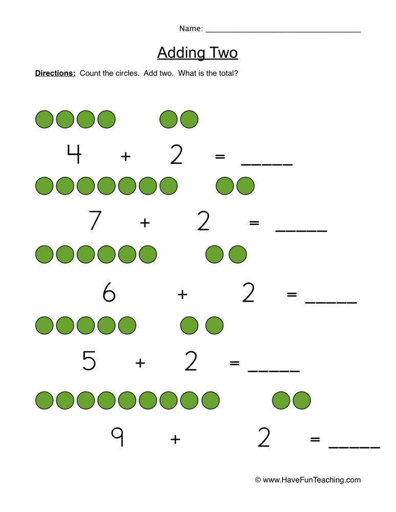 Adding Two Count the Circles Worksheet by Teach Simple