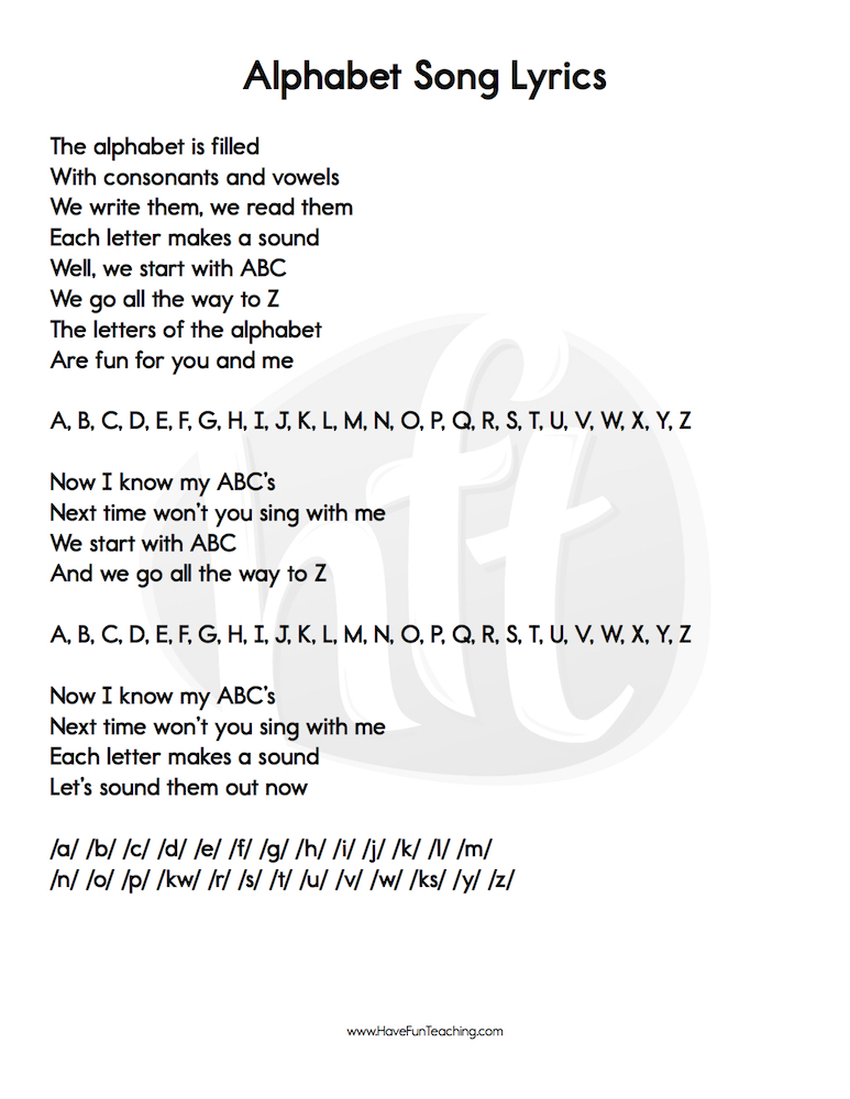 Alphabet Songs Lyrics by Teach Simple