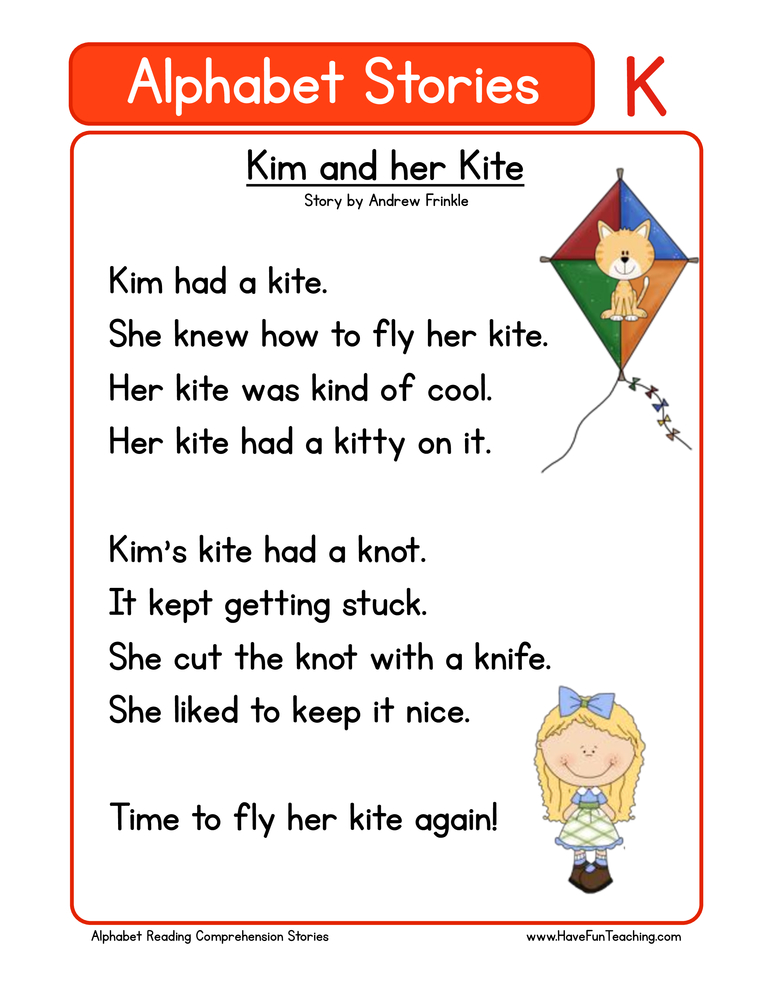 Alphabet Stories Letter K Reading Comprehension Worksheet By Teach Simple Alphabet Stories Letter K Reading Comprehension Worksheet By Teach Simple