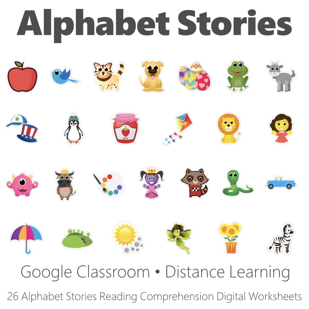 Alphabet Stories Reading Comprehension Digital Worksheet Collection by ...