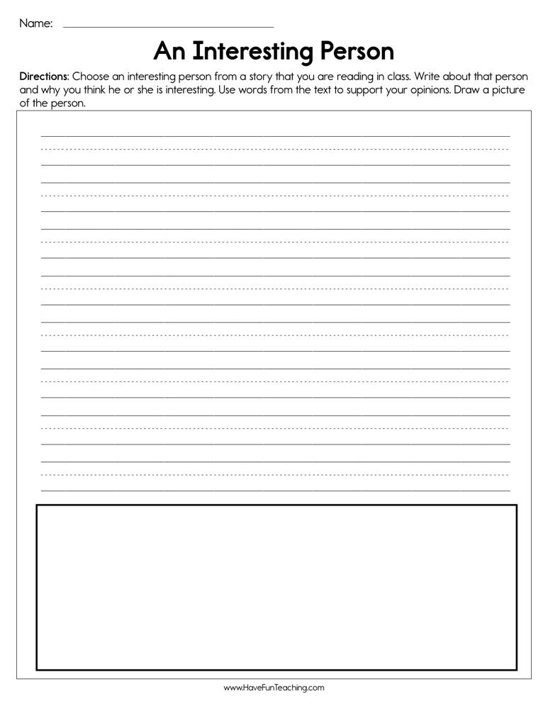 An Interesting Person Worksheet by Teach Simple