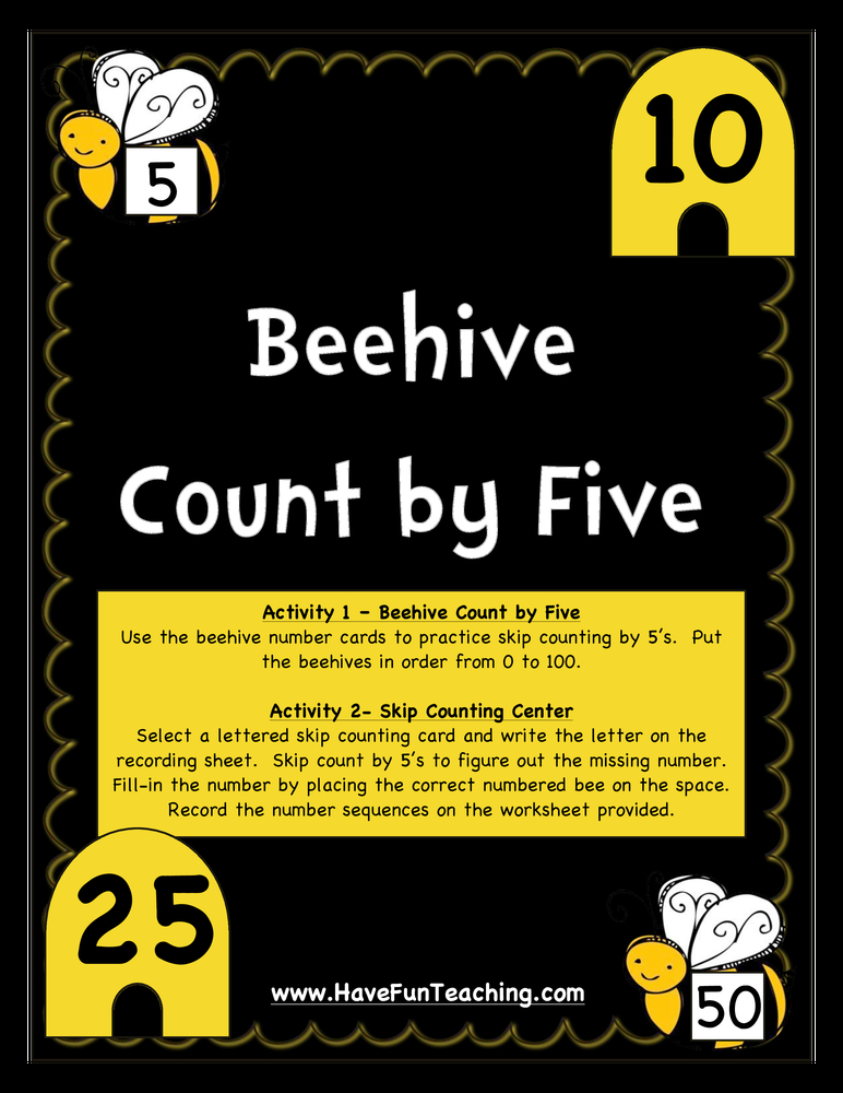 Beehive Count by Five Activity by Teach Simple