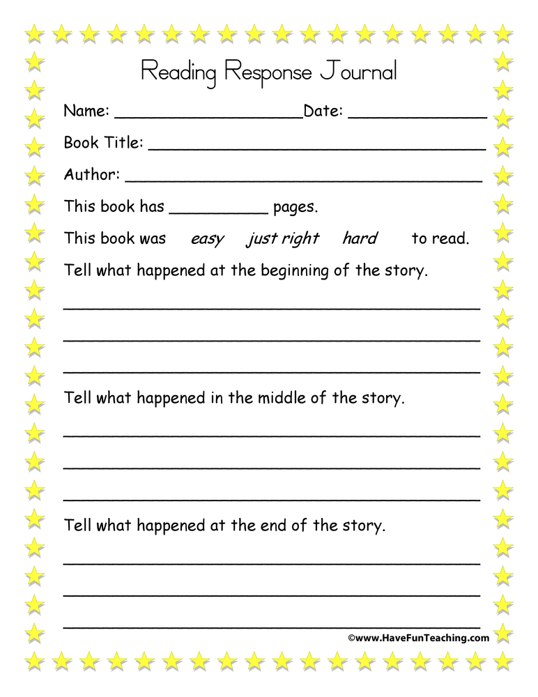 Beginning, Middle, End Reading Response Journal by Teach Simple