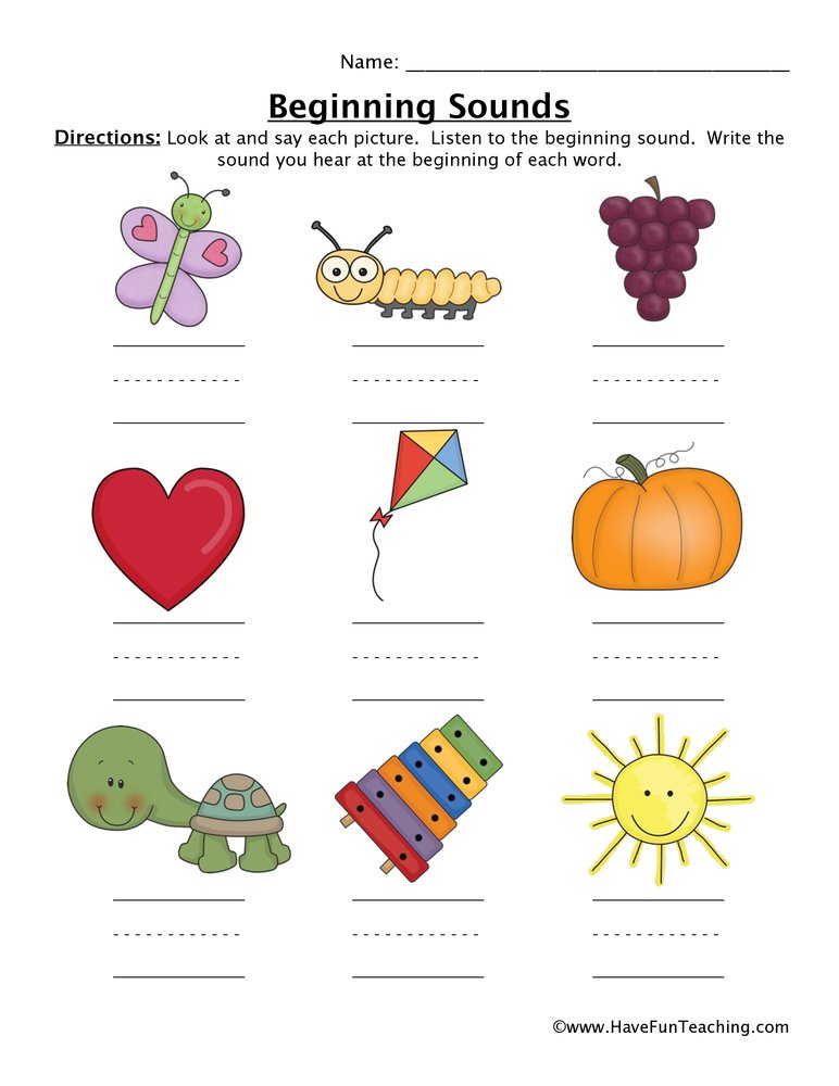 Beginning Sounds Objects Worksheet by Teach Simple