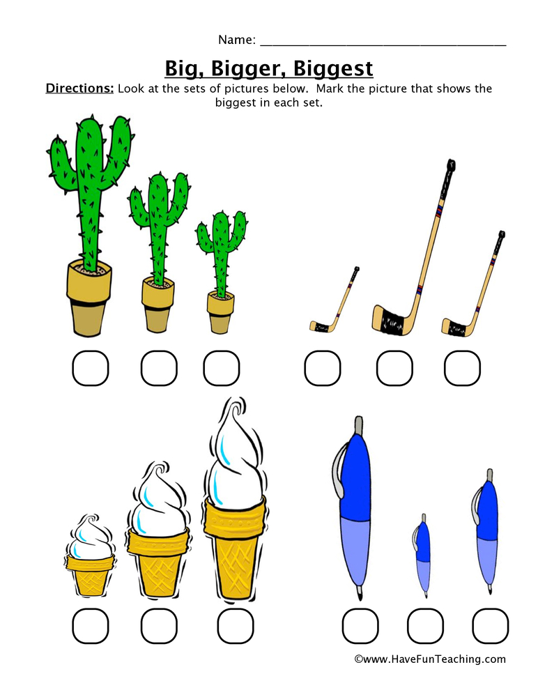 Big Bigger Biggest Worksheet By Teach Simple