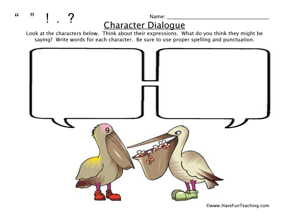 Birds Character Dialogue Worksheet by Teach Simple