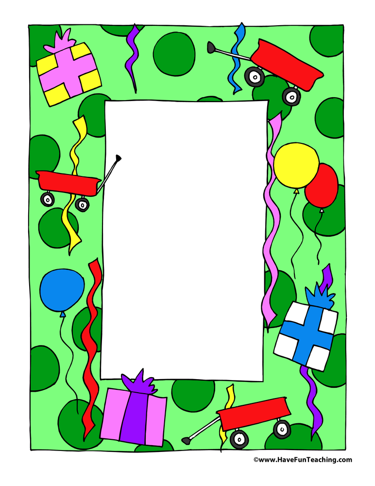 Birthday Green Writing Paper by Teach Simple