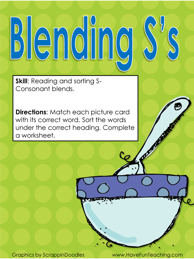 Blending S Blends Activity by Teach Simple