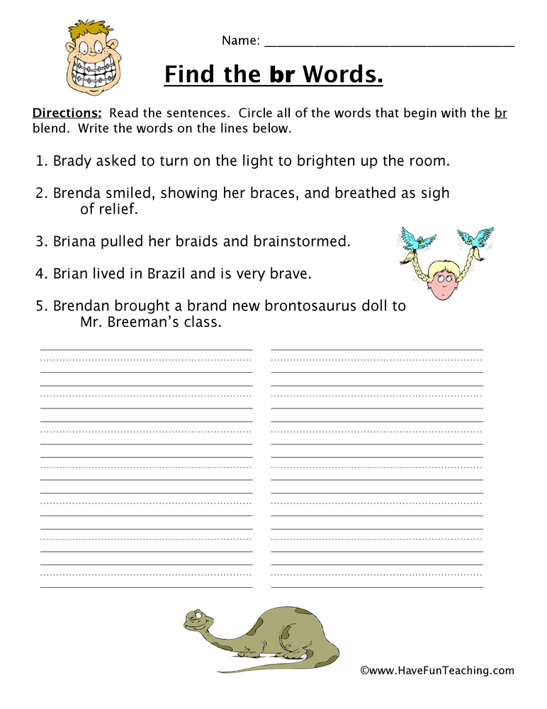 Blends Worksheet BR by Teach Simple