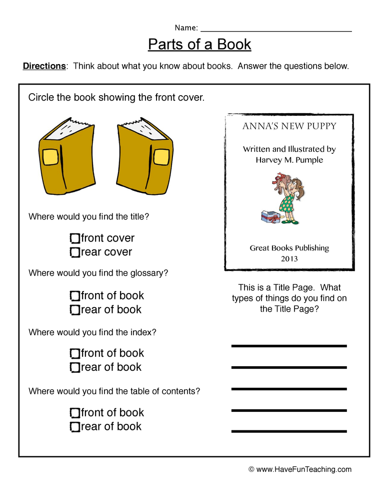 Book Parts Worksheet By Teach Simple Book Parts Worksheet By Teach Simple