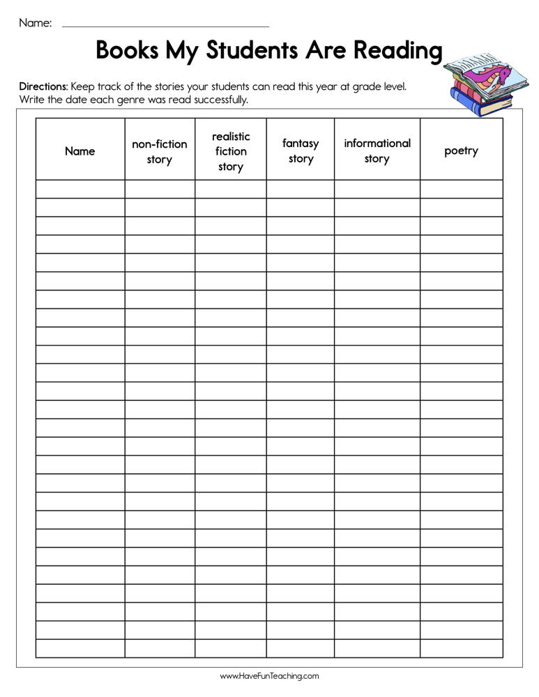 Books My Students are Reading Worksheet by Teach Simple