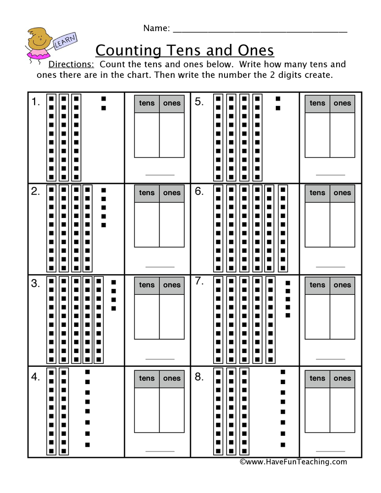 Break it Apart Counting Tens Ones Worksheet by Teach Simple