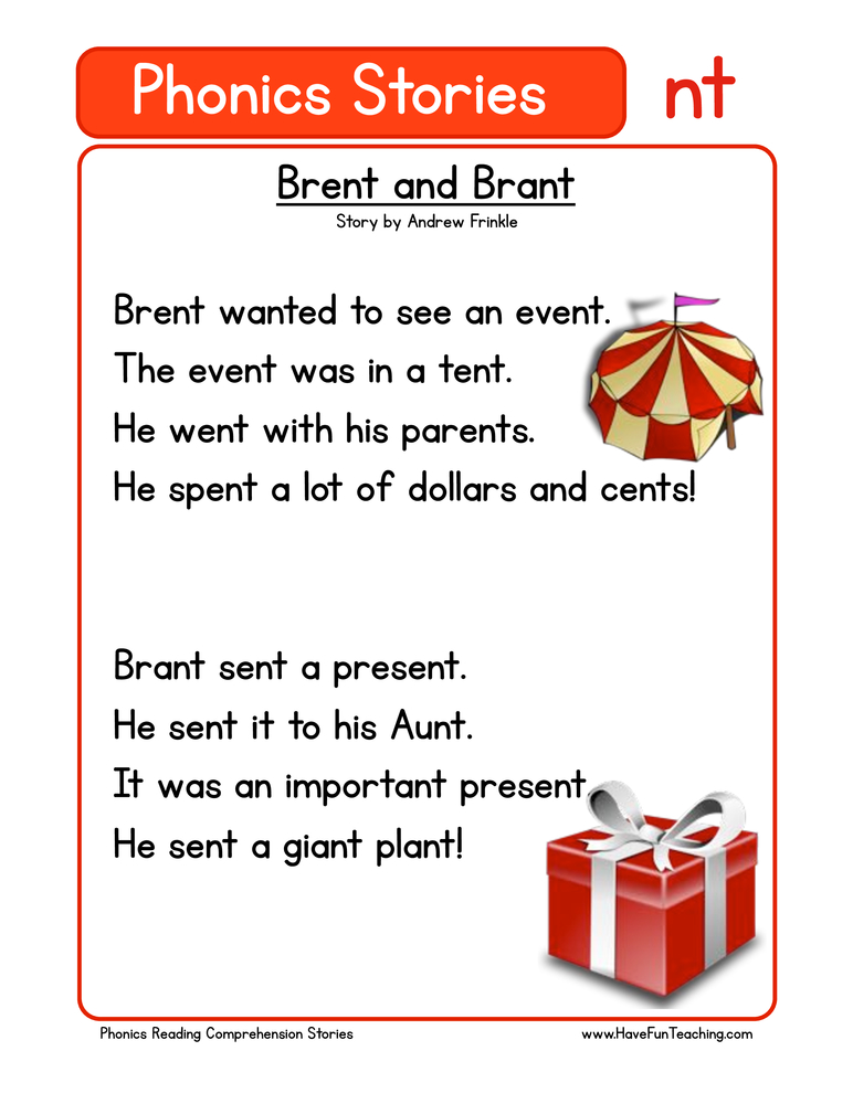 Brent and Brant NT Phonics Stories Reading Comprehension Worksheet by ...