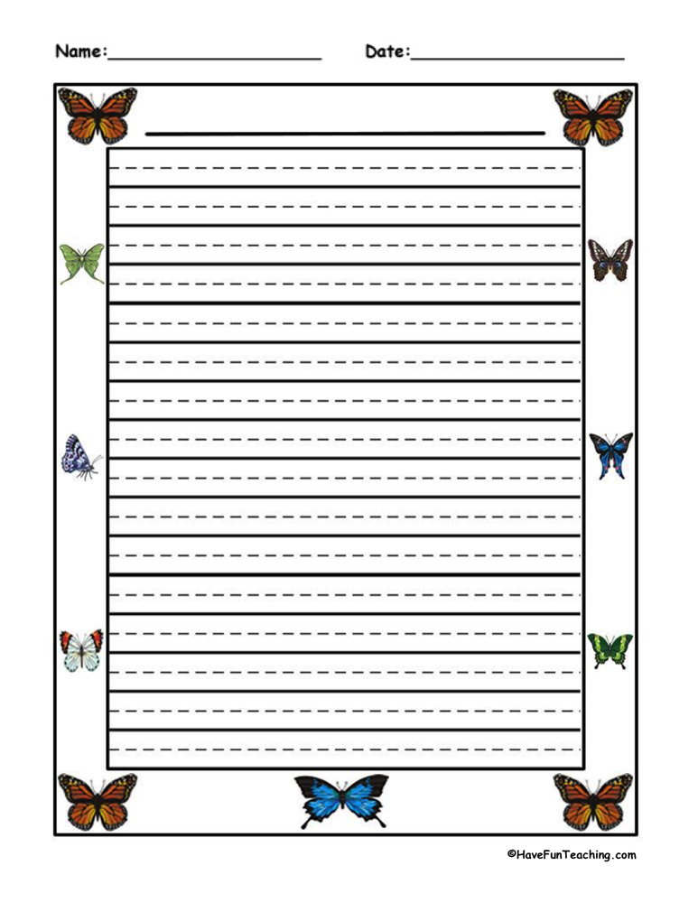 Butterfly Writing Paper by Teach Simple