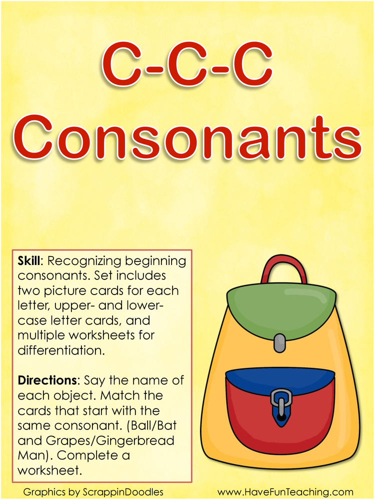 C C C Consonants Beginning Consonants Activity by Teach Simple