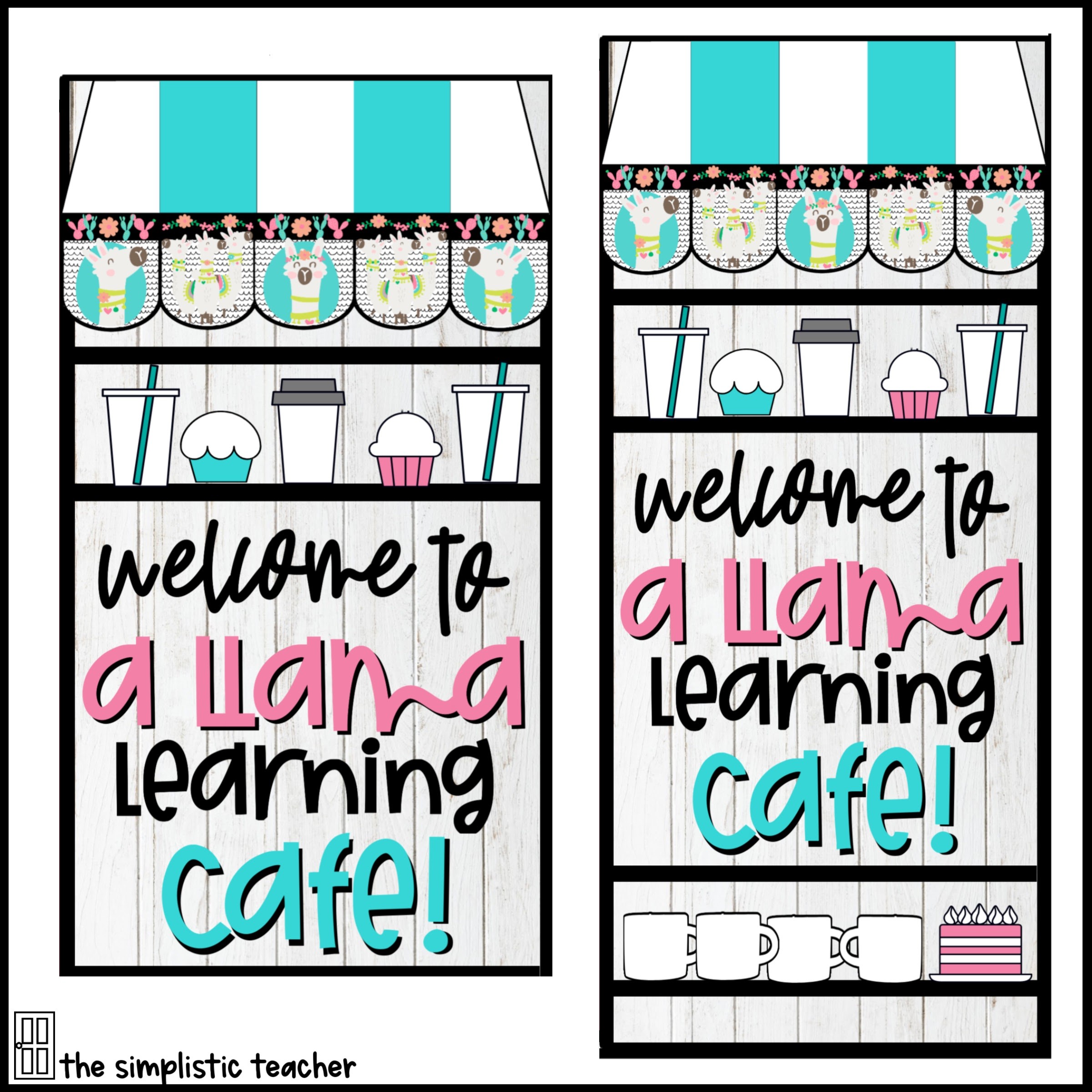 Cafe Door Set: A LLama Learning Cafe by Teach Simple
