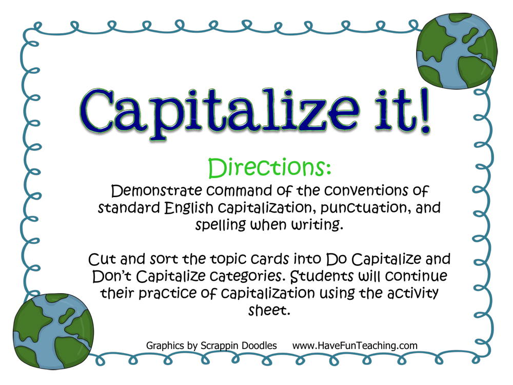 Capitalize It Activity by Teach Simple