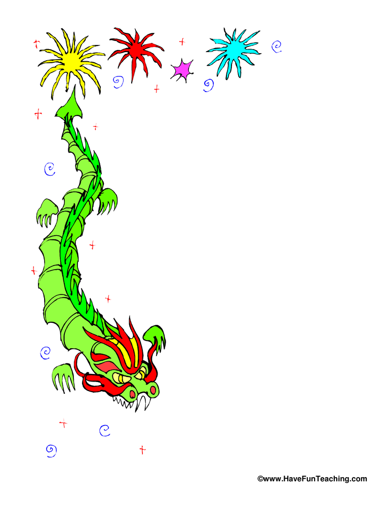 Chinese Dragon New Year Writing Paper by Teach Simple