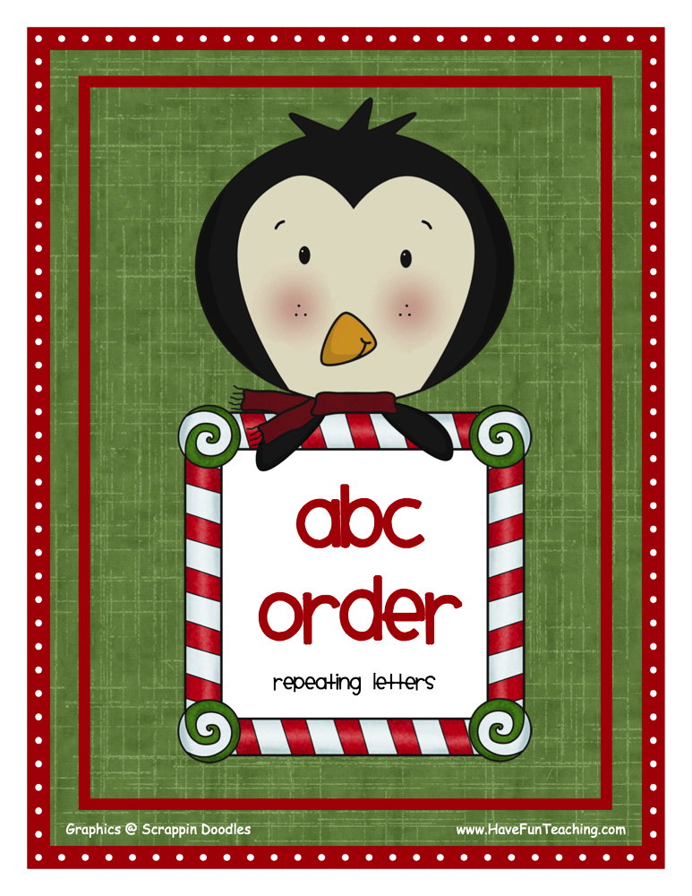 Christmas Hard Alphabetical Order Activity by Teach Simple