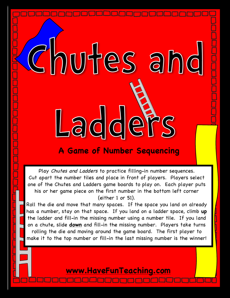 Chutes and Ladders Number Sequencing Activity by Teach Simple