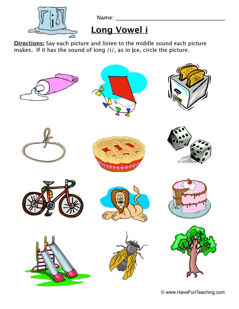 Circling Long Vowel Sounds I Worksheet by Teach Simple