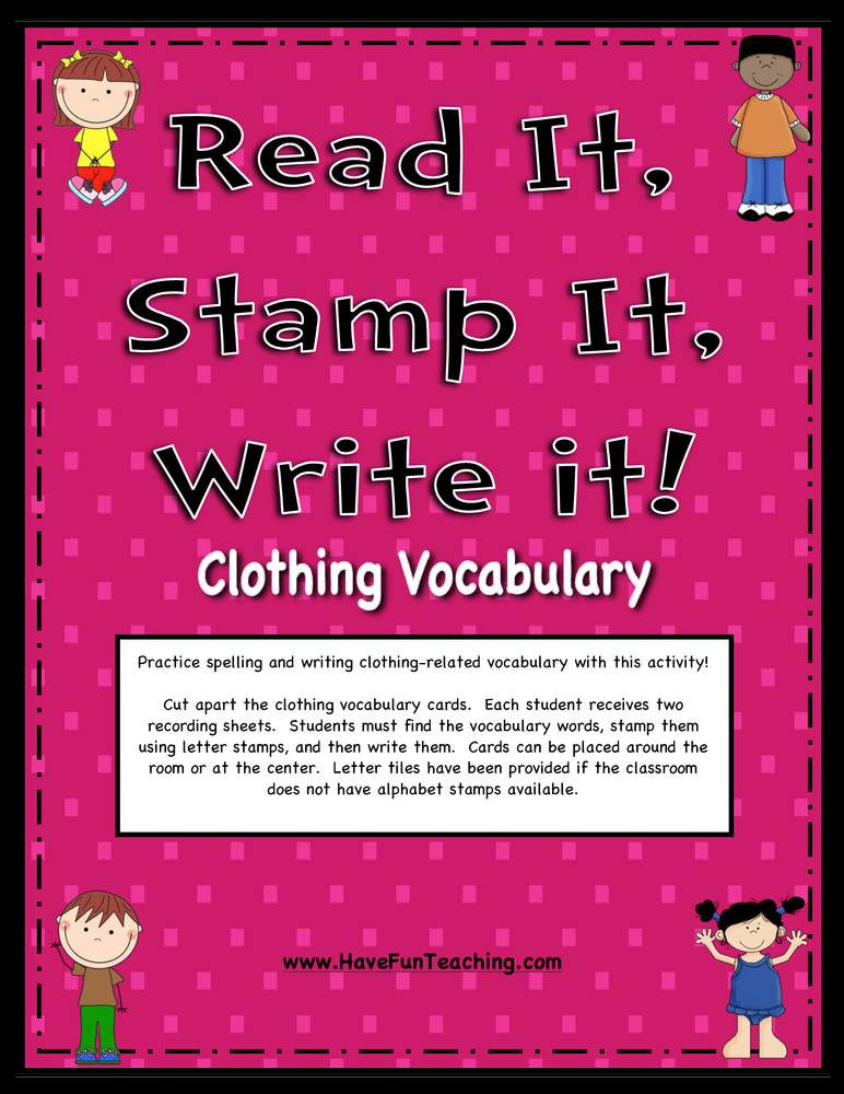 Clothing Words Activity by Teach Simple
