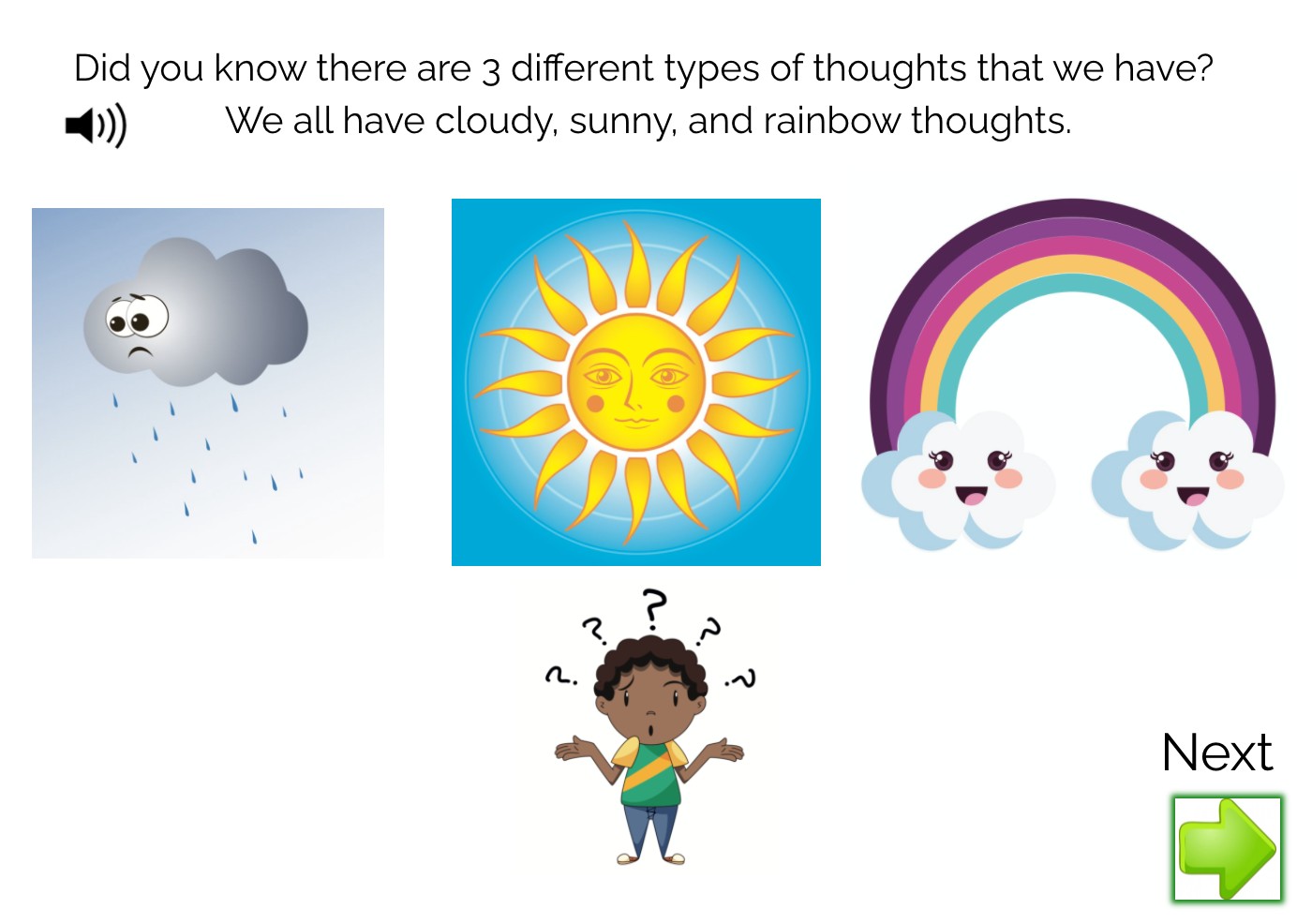 Cloudy, Sunny, And Rainbow Thoughts Boom Deck with Audio by Teach Simple
