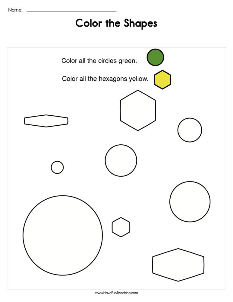 Color the Shapes Worksheet by Teach Simple