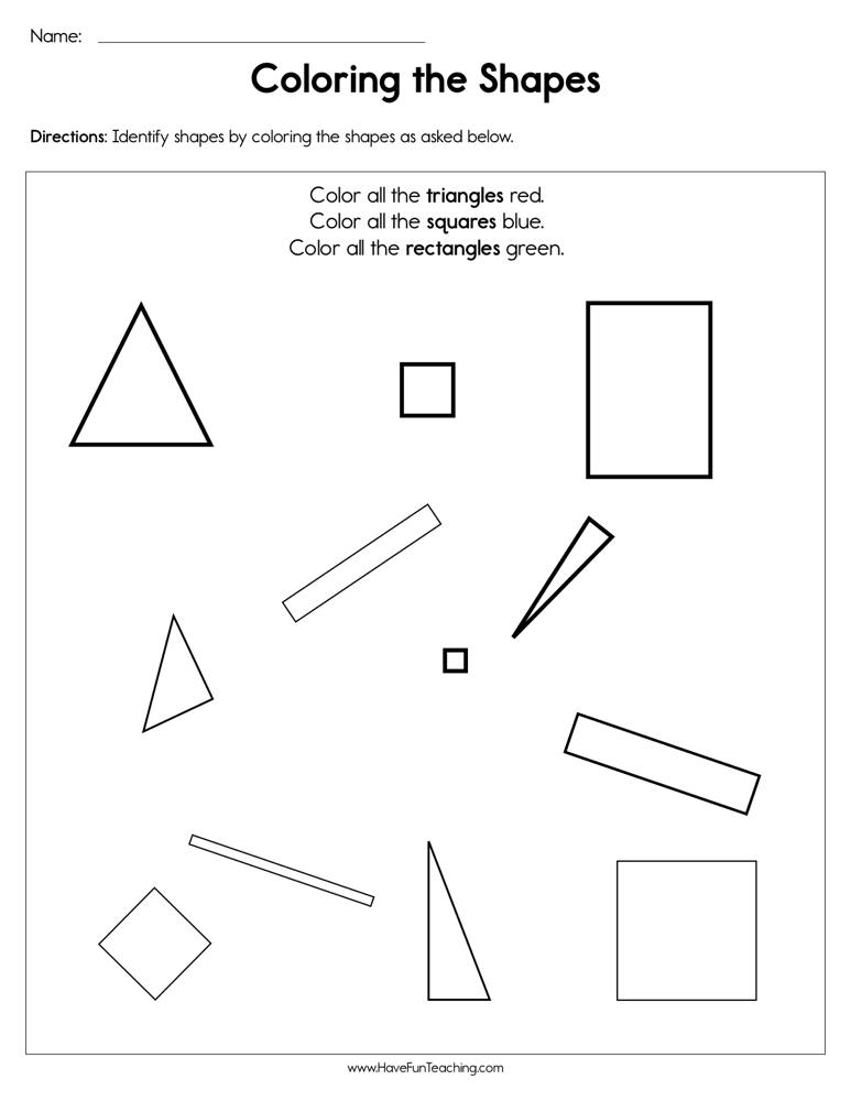 Coloring the Shapes Worksheet by Teach Simple
