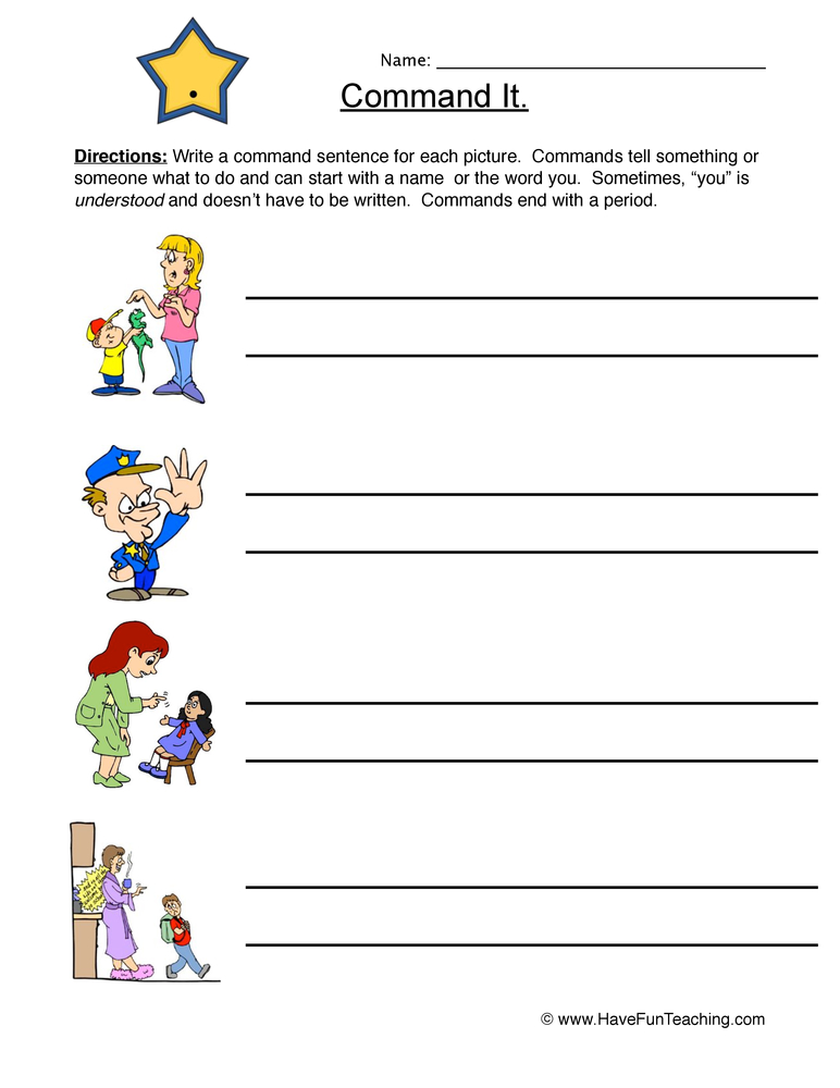 Commands Worksheet by Teach Simple