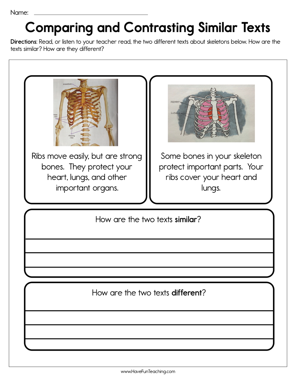 Compare And Contrast Similar Texts Worksheet By Teach Simple