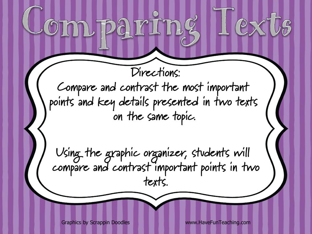 Comparing Texts Compare and Contrast Activity by Teach Simple