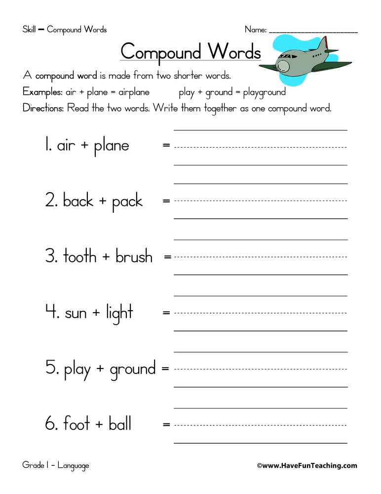 Compound Word Worksheets For First Grade Compound Words | K5 Learning