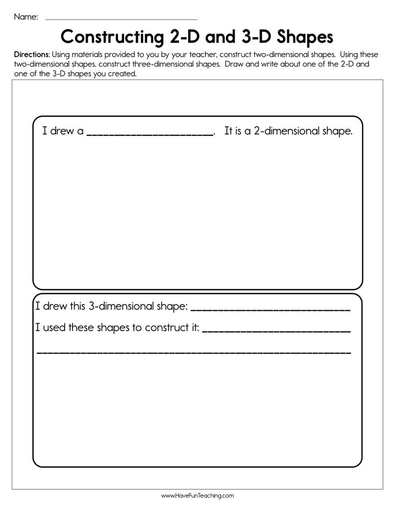 Constructing 2-D and 3-D Shapes Worksheet by Teach Simple