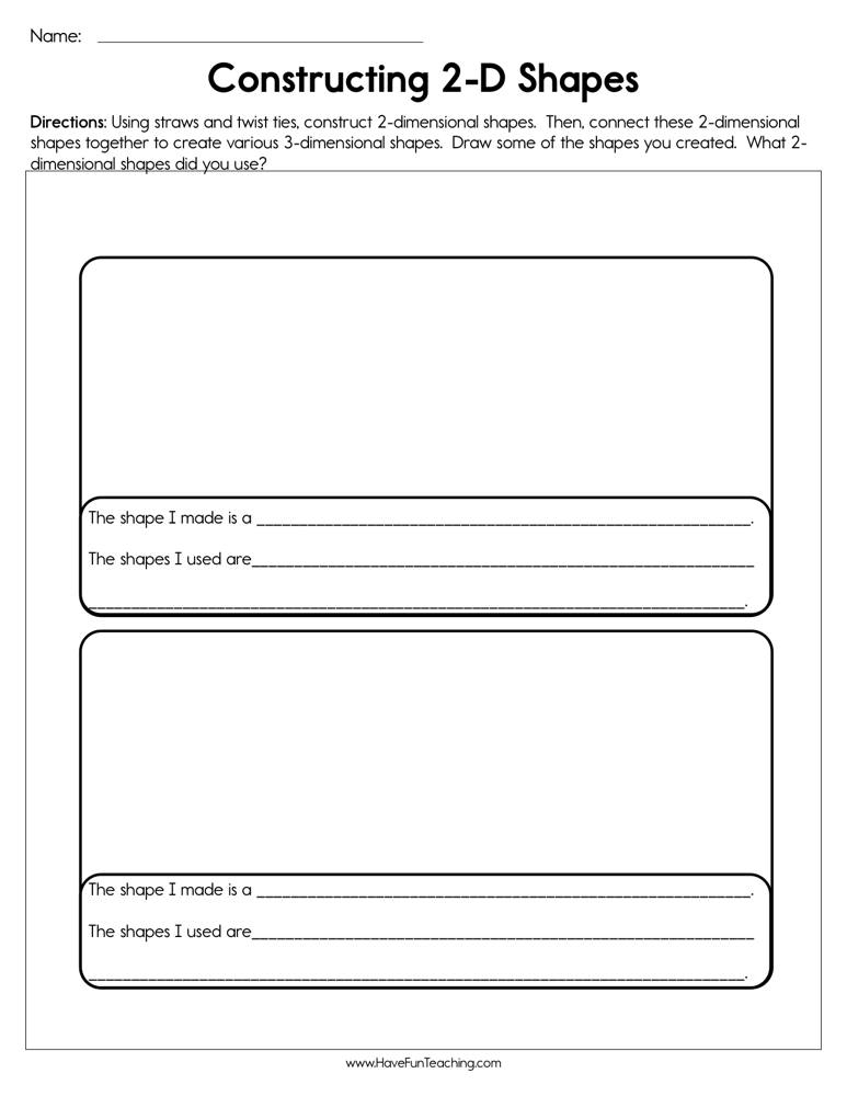Constructing 2-D Shapes Worksheet by Teach Simple