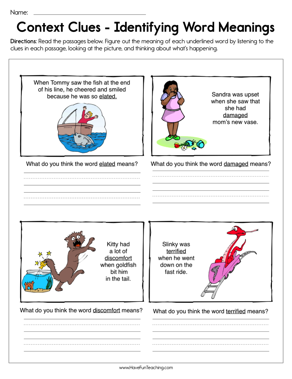 Context Clues Identifying Word Meaning Worksheet By Teach Simple
