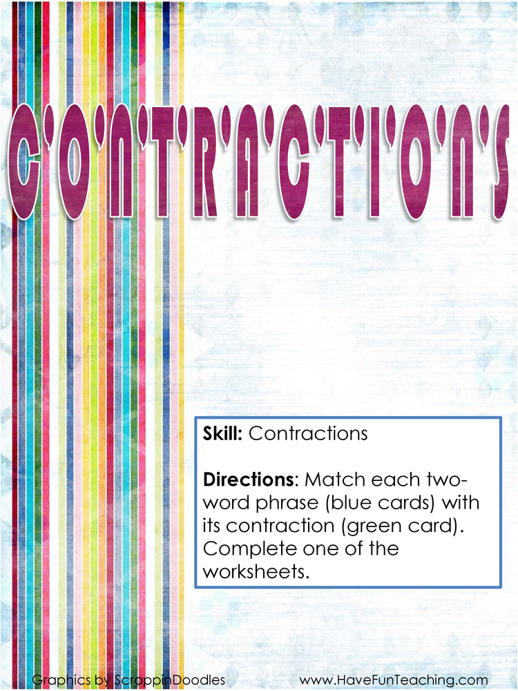 Contractions Activity by Teach Simple