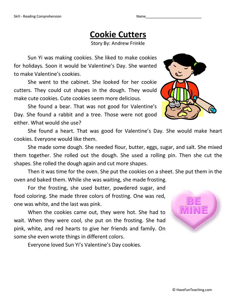 Cookie Cutters - Reading Comprehension Worksheet by Teach Simple