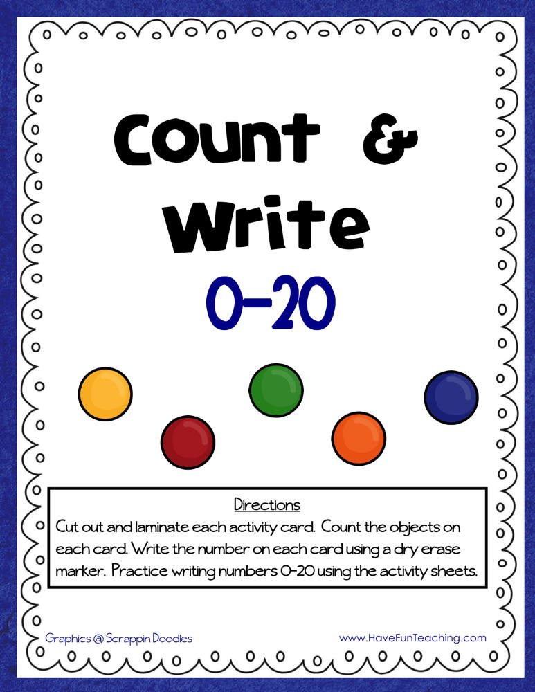 Count and Write 0-20 Activity by Teach Simple