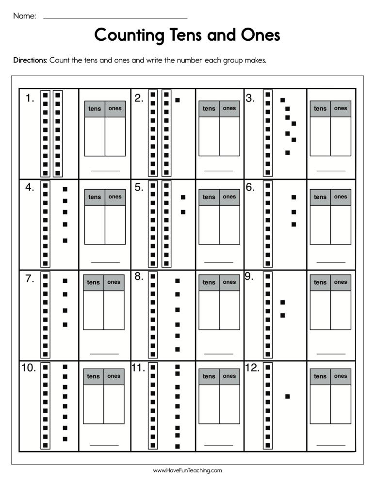 Count Tens And Ones Worksheet By Teach Simple