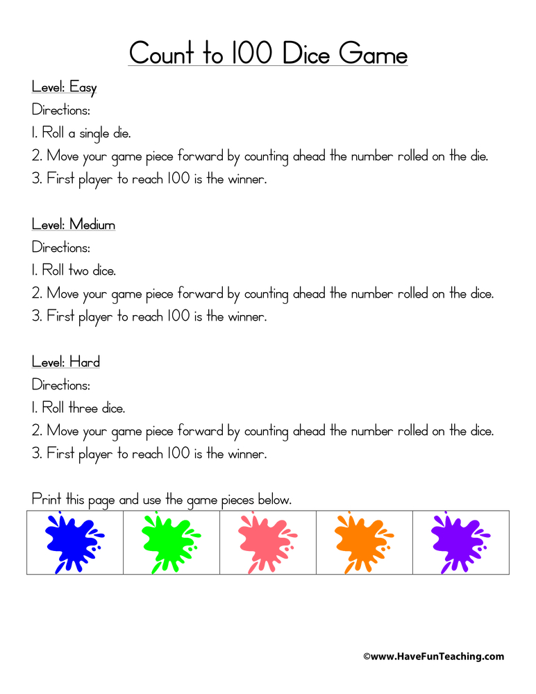 Counting Dice Activity by Teach Simple
