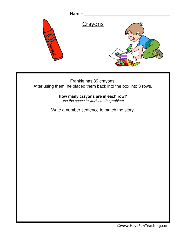 Crayons Multiplication Worksheet by Teach Simple